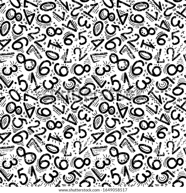 Cute doodle hand written numbers vintage vector illustration. Ink ...