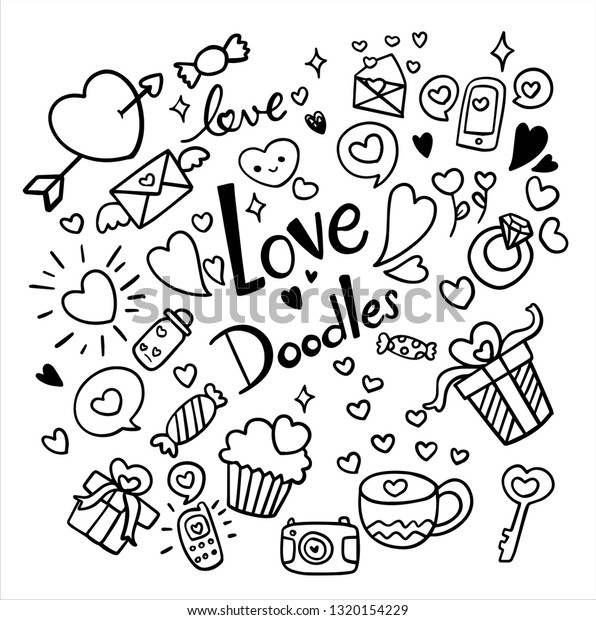 Cute Doodle Love Stock Vector (Royalty Free) 1320154229 | Shutterstock