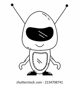 Cute Doodle Robot Contour Illustration Cartoon Stock Vector (Royalty ...