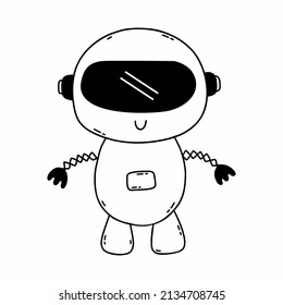 Cute Doodle Robot Contour Illustration Cartoon Stock Vector (Royalty ...