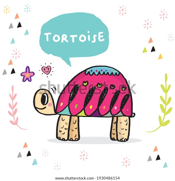 Cute Doodle Tortoise Hand Drawn Hand Stock Vector (Royalty Free ...