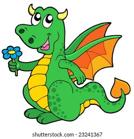 Cute Dragon Long Tail Vector Illustration Stock Vector (Royalty Free ...