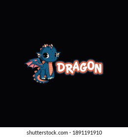 Cute Dragon Logo Vector Black Background Stock Vector (Royalty Free ...