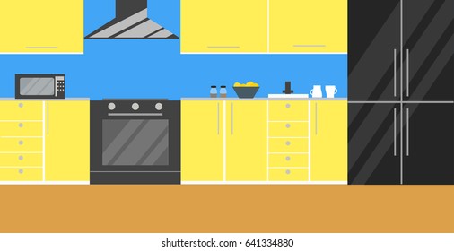 Cute Drawing Bright Kitchen Stock Vector (Royalty Free) 641334880 ...
