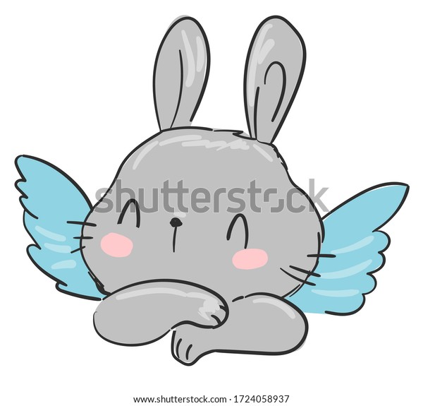 Cute drawing Bunny with wings. Print for children's textiles, poster ...