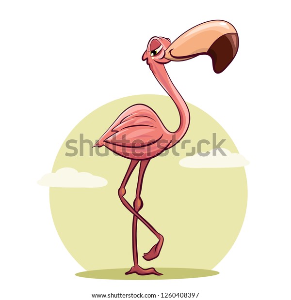Cute Drawing Flamingo Cartoon Vector Illustration Stock Vector (Royalty ...