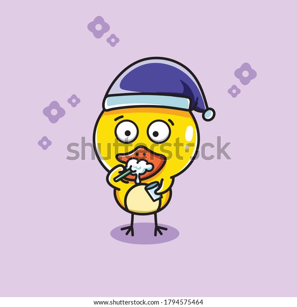 Cute Duck Brushing Teeth Cartoon Vector Stock Vector (Royalty Free ...
