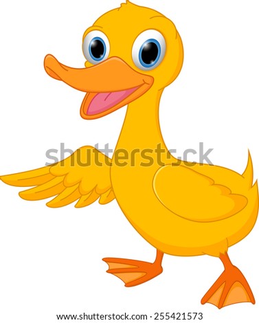 Cute Duck Cartoon Presenting Stock Vector (Royalty Free) 255421573 ...