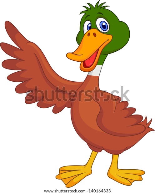 Cute Duck Cartoon Waving Stock Vector (Royalty Free) 140164333
