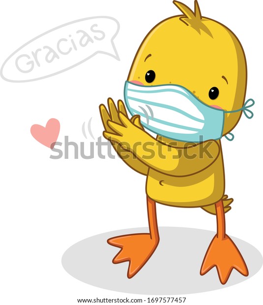 Cute Duck Claps Hands Thanks Stock Vector (Royalty Free) 1697577457 ...