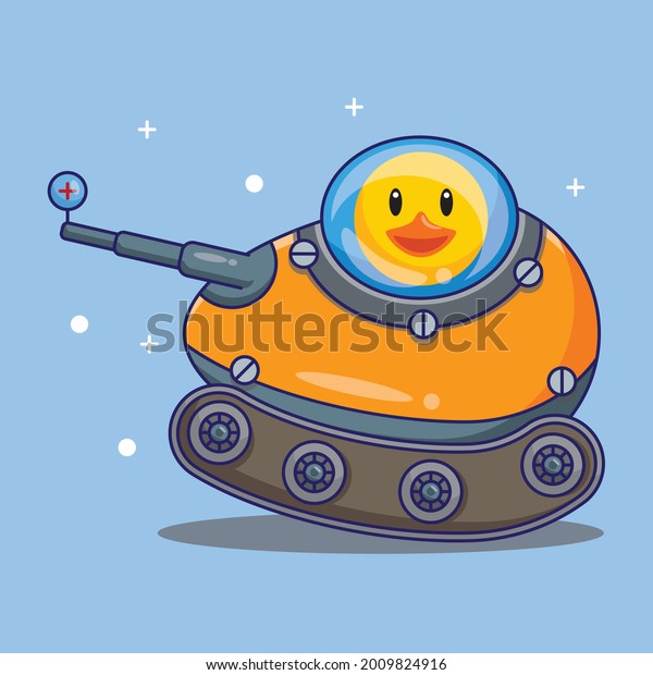 Cute Duck Riding Tank Made By Stock Vector (Royalty Free) 2009824916 ...