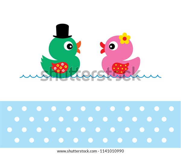 Cute Duck Wedding Card Vector Cute Stock Vector (Royalty Free ...