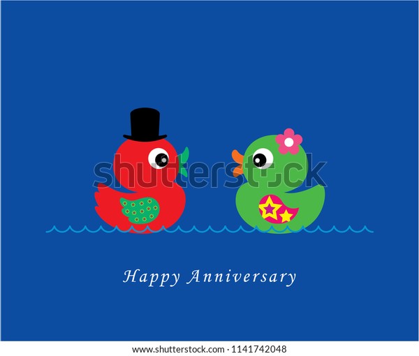 Cute Duck Wedding Card Vector Cute Stock Vector (Royalty Free ...
