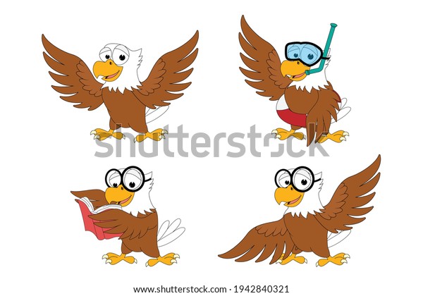 Cute Eagle Animal Cartoon Simple Vector Stock Vector (Royalty Free ...