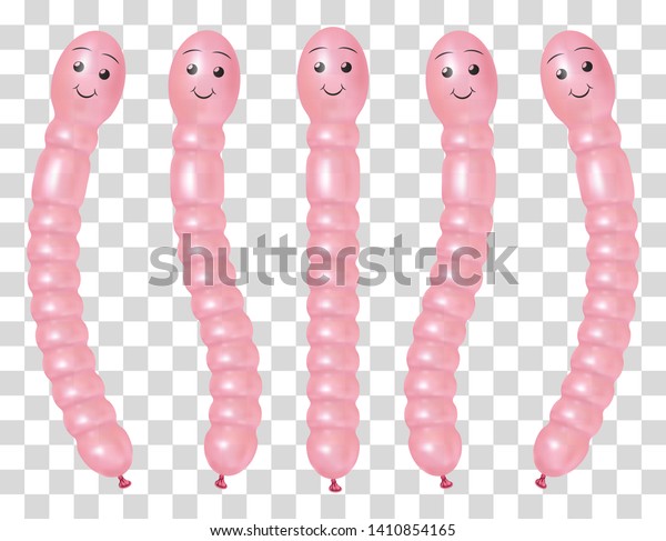 Vektor Stok Cute Earthworm Isolated Transparent Long Party (Tanpa ...