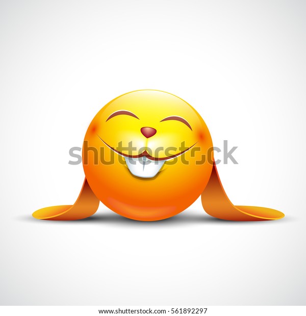 Cute Easter Bunny Emoticon Emoji Vector Stock Vector (Royalty Free ...