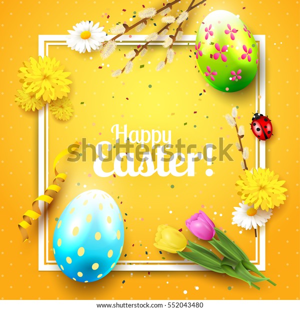 Cute Easter Greeting Card Flowers Easter Stock Vector (Royalty Free ...