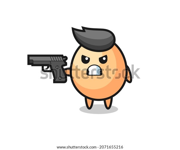 Cute Egg Character Shoot Gun Cute Stock Vector (Royalty Free ...