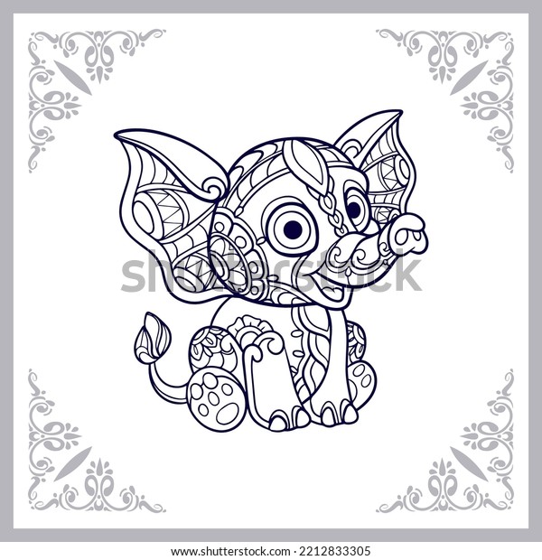 Cute Elephant Cartoon Mandala Arts Isolated Stock Vector (Royalty Free ...