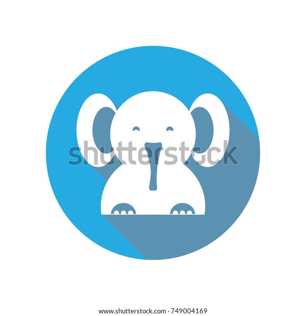 Cute Elephant Flat Icon On White Stock Vector (Royalty Free) 749004169 ...