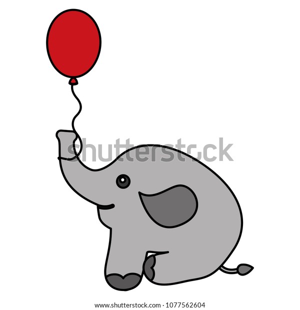 Cute Elephant Helium Balloon Icon Stock Vector (Royalty Free ...