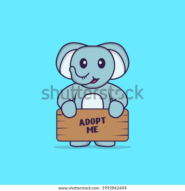 Cute Elephant Holding Poster Adopt Me Stock Vector (Royalty Free ...