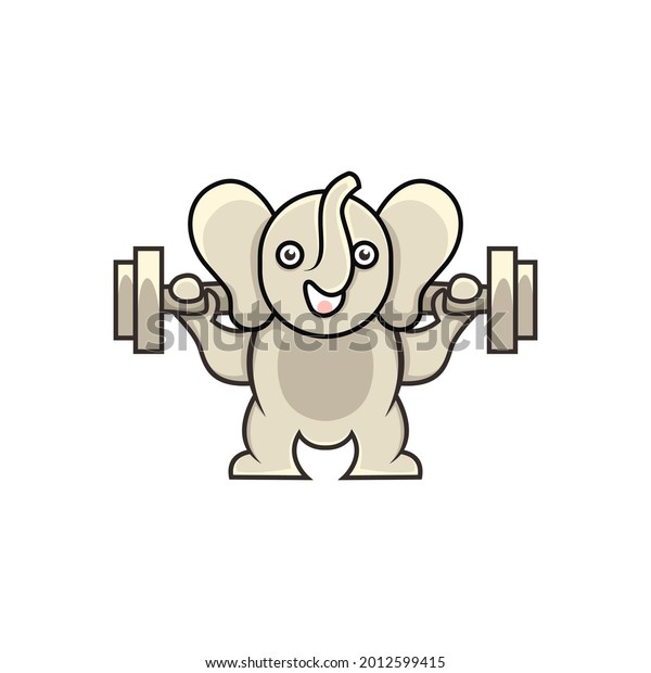 Cute Elephant Illustration Lifting Weights Cartoon Stock Vector ...