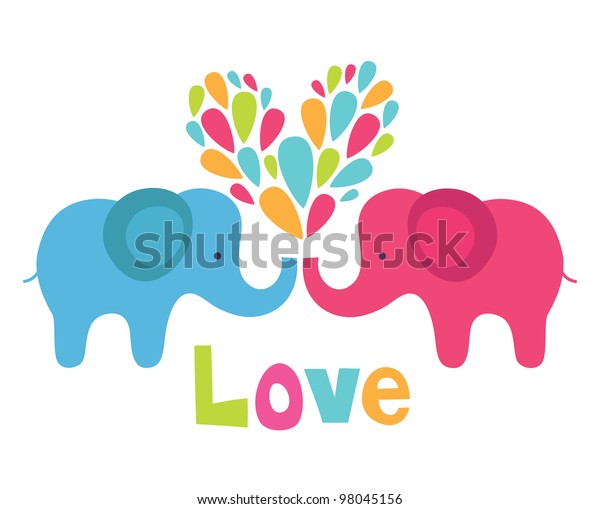 Cute Elephant Love Vector Illustration Stock Vector (Royalty Free ...