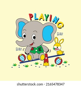 Cute Elephant Playing Friend Design Cartoon Stock Vector (Royalty Free ...