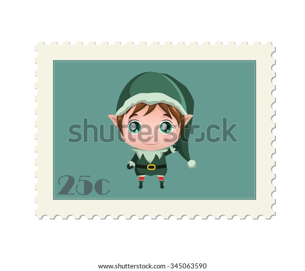 Cute Elf Stamp Stock Vector (Royalty Free) 345063590 | Shutterstock