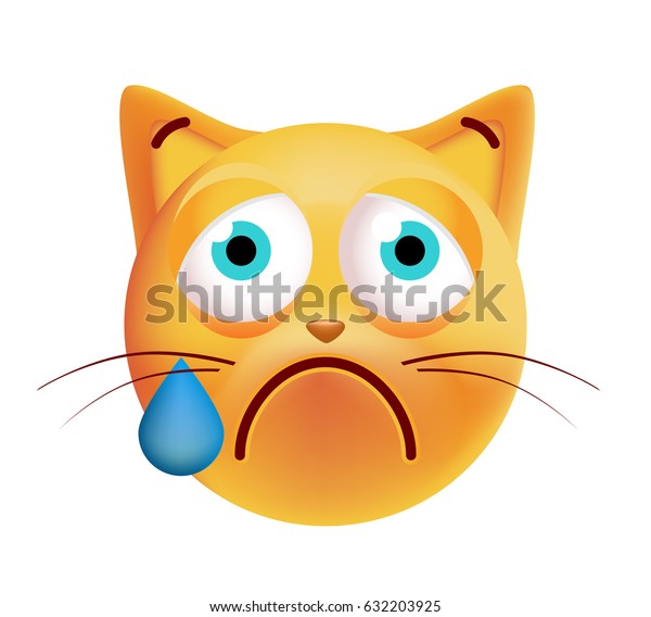 Cute Emoticon Cat Crying On White Stock Vector (Royalty Free) 632203925 ...