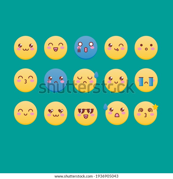 Cute Emoticon Collection Vector Emoji Stock Vector (Royalty Free ...