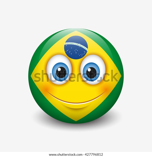 Cute emoticon isolated on white background with Brazil flag motive ...
