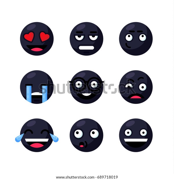 Cute Emoticons Emoji Smile Icons Isolated Vetor Stock Livre De