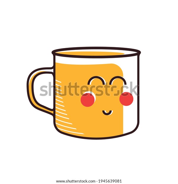 Cute Enamel Mug Smile Tea Coffee Stock Vector (Royalty Free) 1945639081 ...