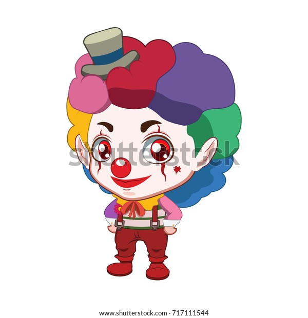 Cute Evil Clown Side Turn Illustration Stock Vector (Royalty Free ...