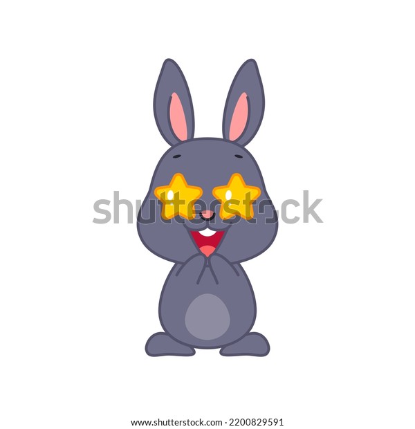 Cute Excited Bunny Flat Cartoon Illustration Stock Vector (Royalty Free ...