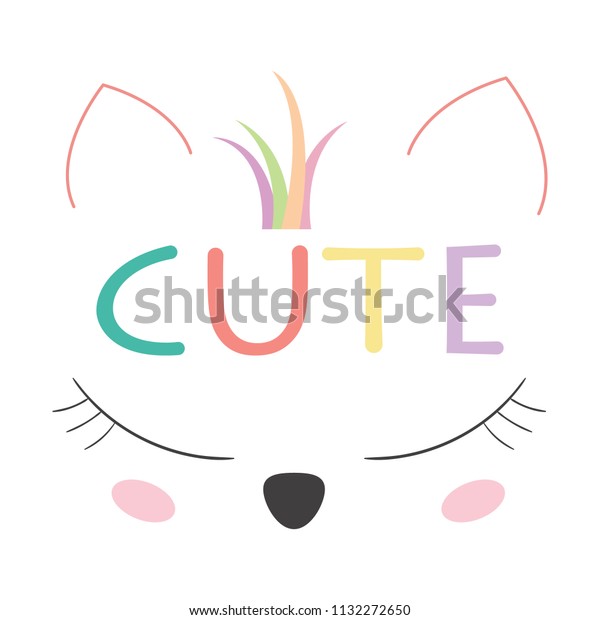Cute Face Fox Design Card Sticker Stock Vector (Royalty Free ...