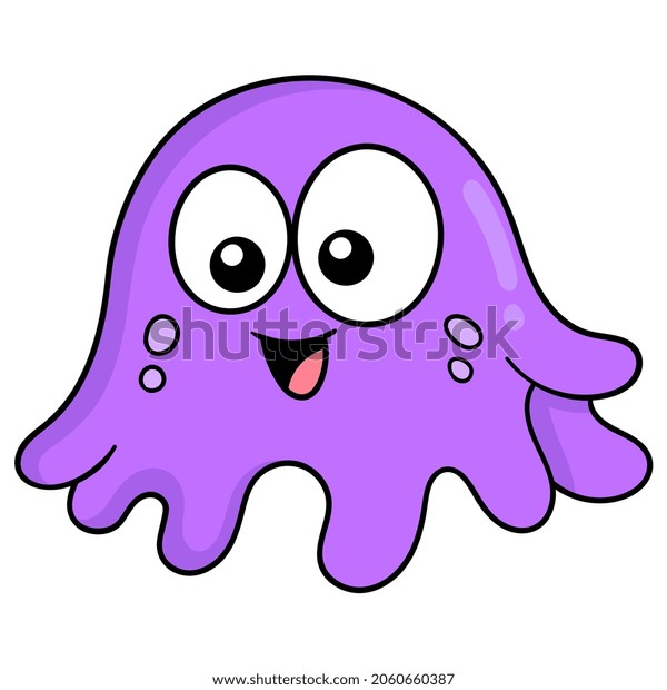 Cute Face Purple Slime Creature Head Stock Vector (Royalty Free ...