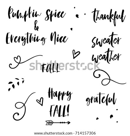 Cute Fall Quotes Modern Calligraphy Stock Vector (Royalty Free ...