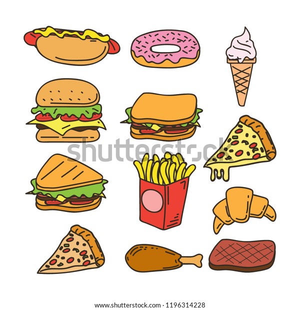 Cute Fast Food Vector Doodle Icon Stock Vector (Royalty Free ...