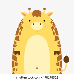 Cute Fat Big Giraffe On Light Stock Vector (Royalty Free) 498198502
