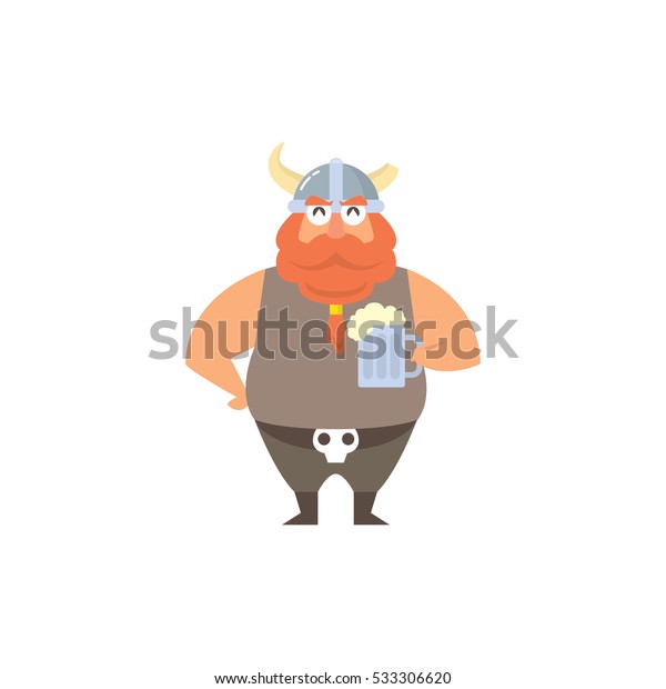 Cute Fat Viking Mascot Character Set Stock Vector (Royalty Free ...