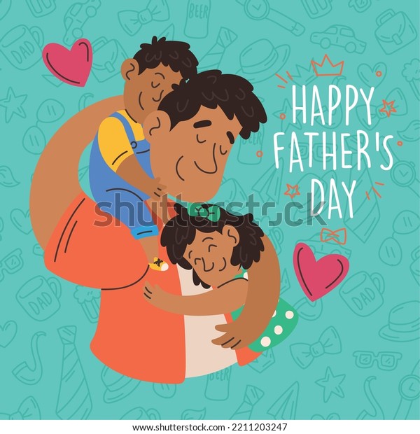 Cute Father Cartoon Playing His Children Stock Vector (Royalty Free ...