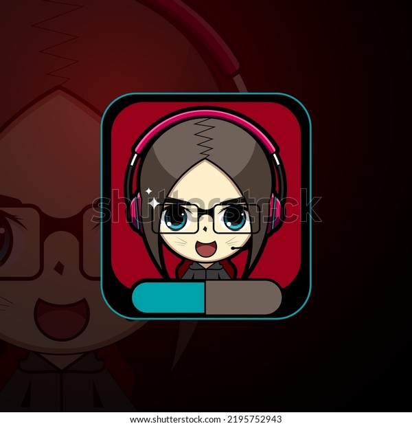 Cute Female Character Game Logo Using Stock Vector (Royalty Free ...