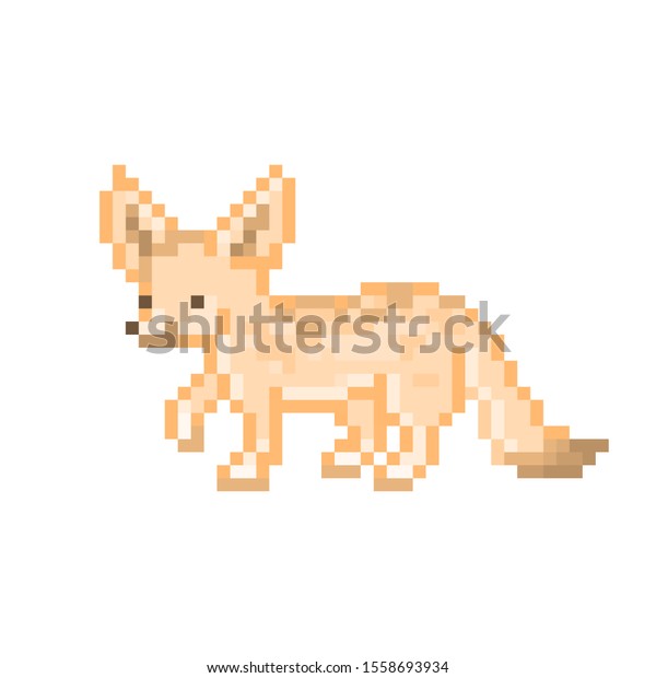 Cute Fennec Fox Walking Pixel Art Stock Vector (Royalty Free ...