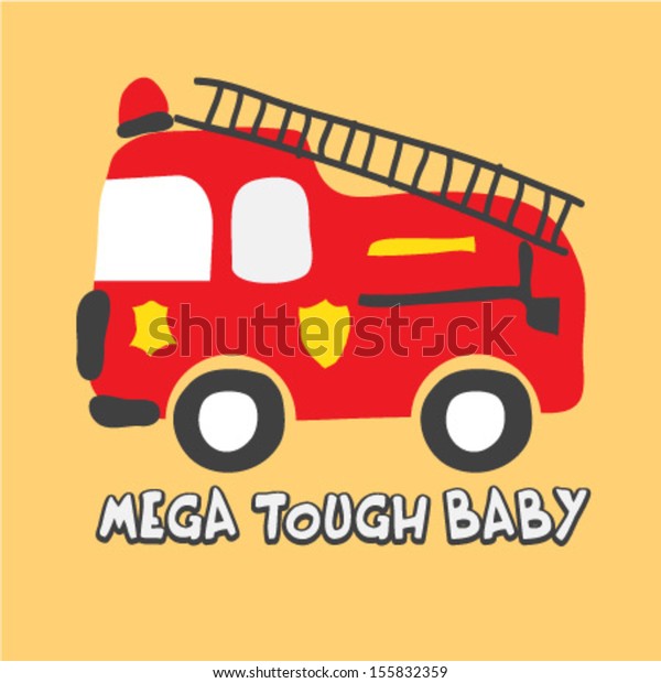 Cute Fire Truck Stock Vector (Royalty Free) 155832359