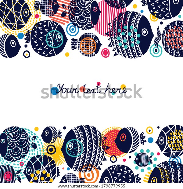 Cute Fish Card Cute Vector Sea Stock Vector (Royalty Free) 1798779955 ...