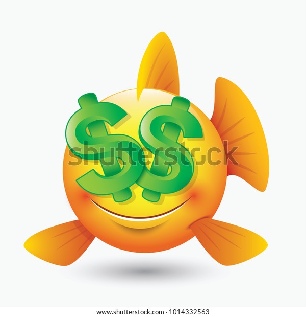 Cute Fish Emoticon Emoji Smiley Dollar: vector de stock (libre de ...
