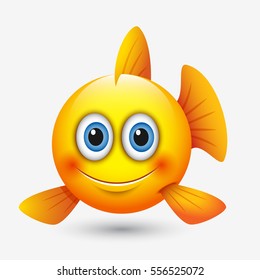 Vektor Stok Cute Sad Fish Emoticon Emoji Smiley (Tanpa Royalti ...
